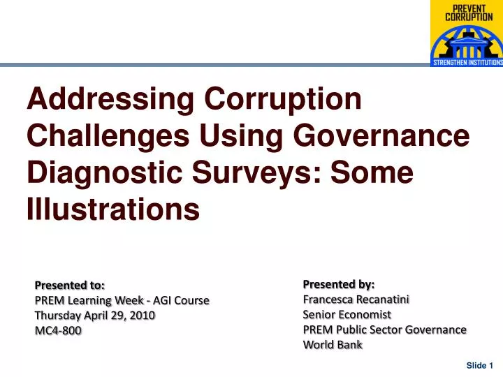 PPT - Addressing Corruption Challenges Using Governance Diagnostic ...