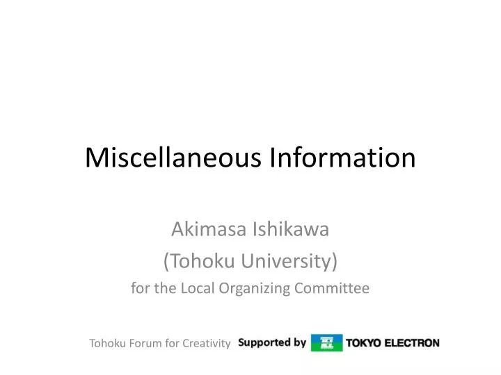 PPT - Miscellaneous Information PowerPoint Presentation, free download - ID:2679611