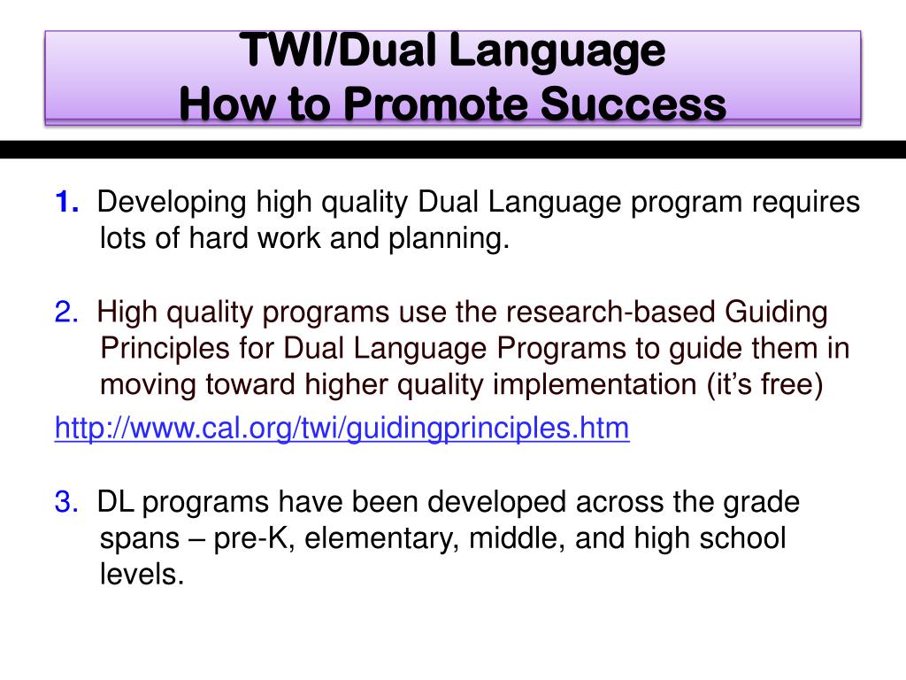 Ppt Success In Two Way Dual Language Education Models And Outcomes