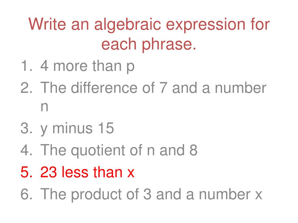 PPT - Write algebraic expressions PowerPoint Presentation, free ... PPT - Write algebraic expressions PowerPoint Presentation, free ...
