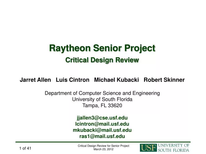PPT - Raytheon Senior Project Critical Design Review PowerPoint ...