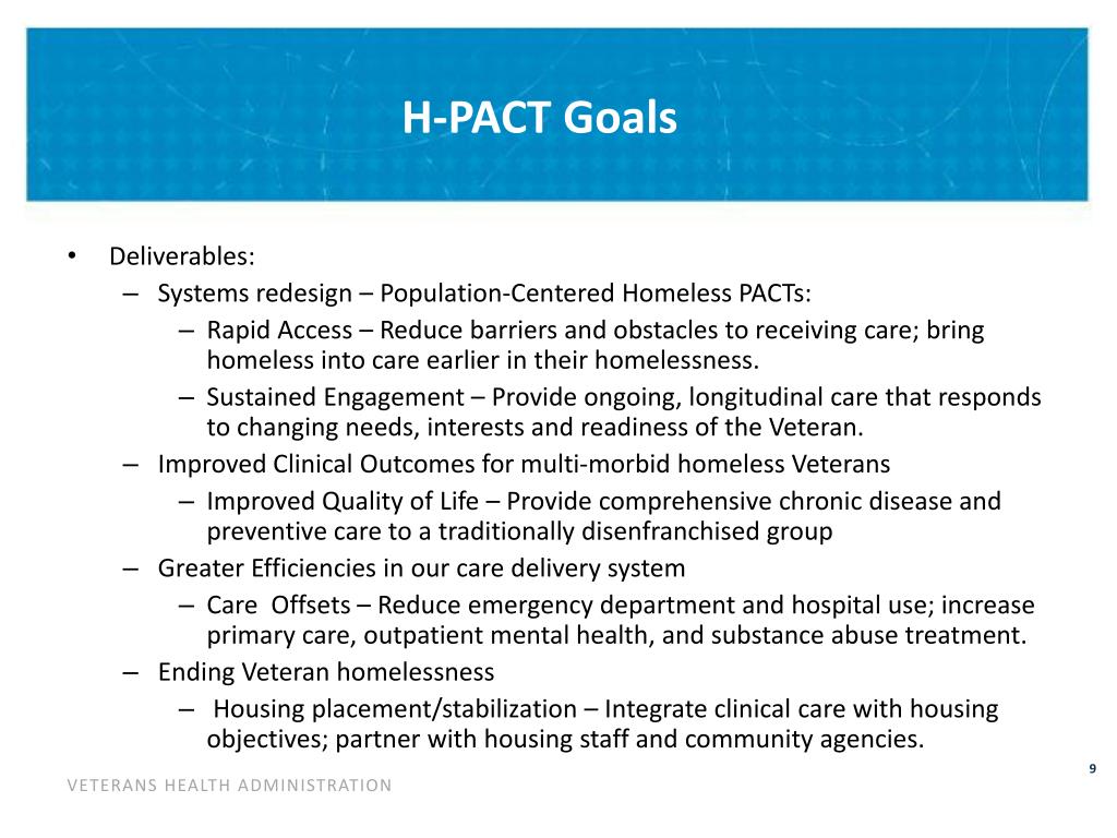 PPT - Homeless Veterans Patient Aligned Care Team (H-PACT) PowerPoint ...