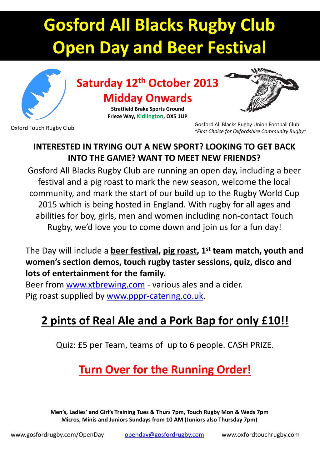 PPT - Gosford All Blacks Rugby Club Open Day and Beer Festival ...