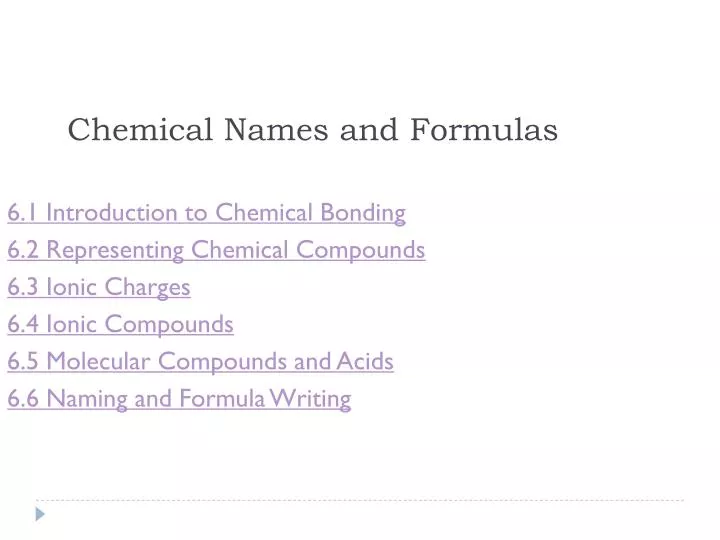 PPT - Chemical Names and Formulas PowerPoint Presentation, free ...