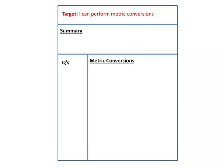 PPT - Target: I can perform metric conversions PowerPoint Presentation ...