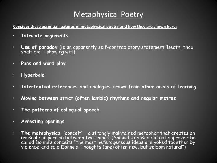 PPT - The Characteristics of Metaphysical Poetry PowerPoint ...