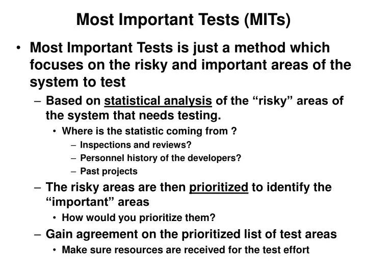 PPT - Most Important Tests (MITs) PowerPoint Presentation, free ...