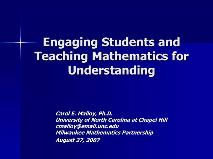 PPT - Engaging Students and Teaching Mathematics for Understanding ...