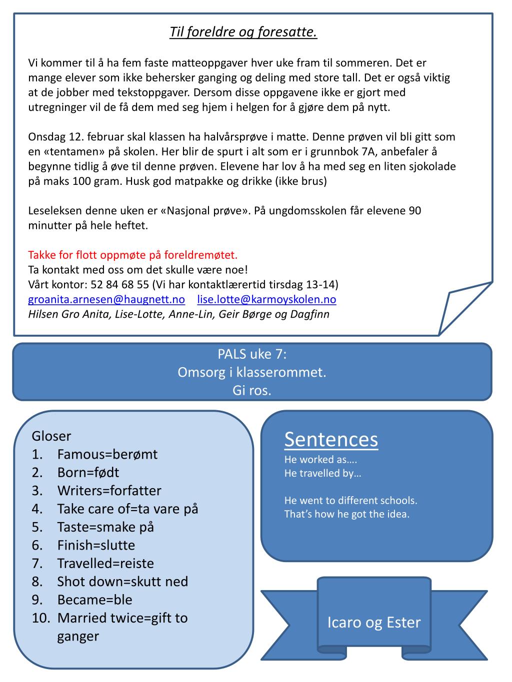 PPT - Lekseplan for 7.trinn uke 7 Mandag 10. februar – fredag 14 ...