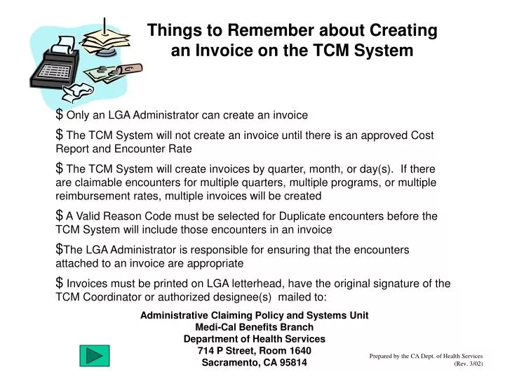 PPT - Things to Remember about Creating an Invoice on the TCM System ...
