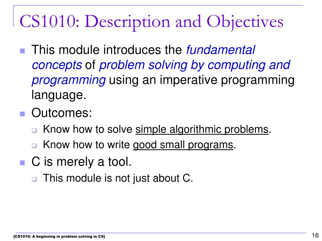 Ppt Cs1010 Programming Methodology A Beginning In Problem Solving In Computer Science