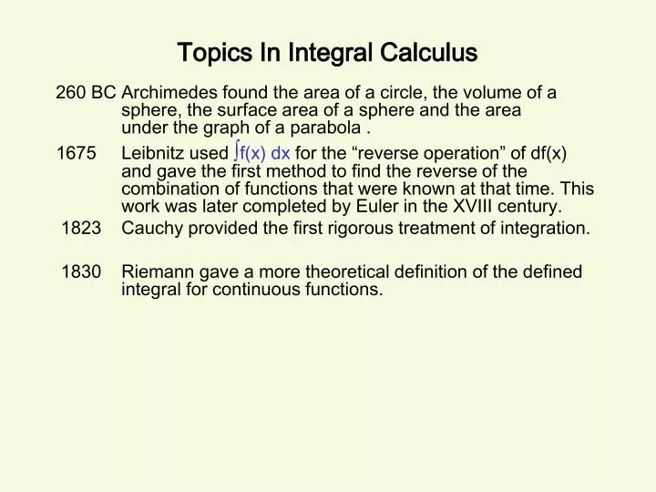 PPT - Topics In Integral Calculus PowerPoint Presentation, free ...