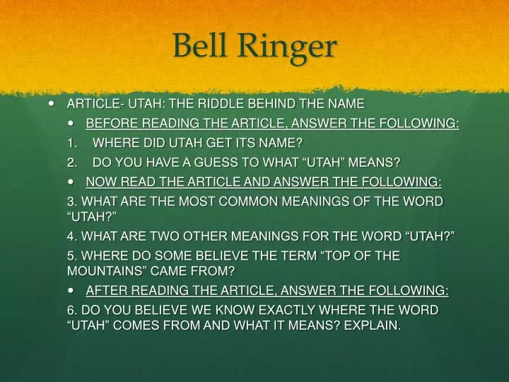 PPT - Bell Ringer PowerPoint Presentation, free download - ID:2694070