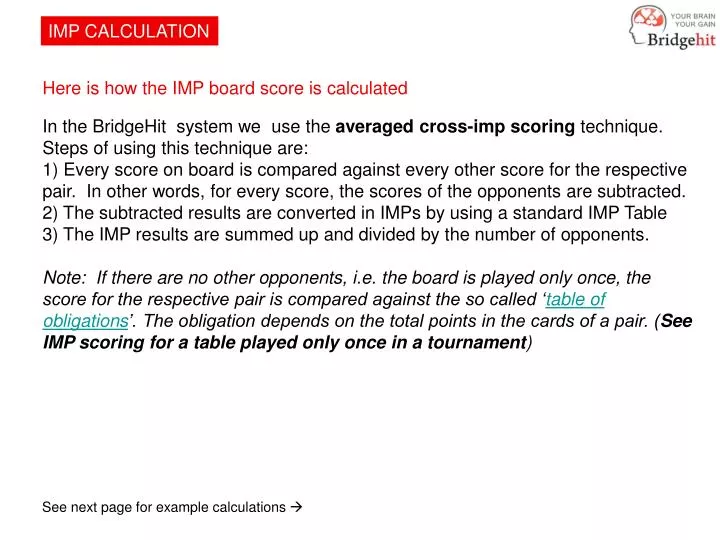 PPT - IMP CALCULATION PowerPoint Presentation, free download - ID:2694332