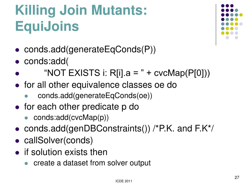 PPT - Generating Test Data for Killing SQL Mutants: A Constraint Based ... PPT - Generating Test Data for Killing SQL Mutants: A Constraint Based ...