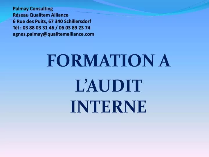 PPT - FORMATION A L’AUDIT INTERNE PowerPoint Presentation, free download - ID:2695627