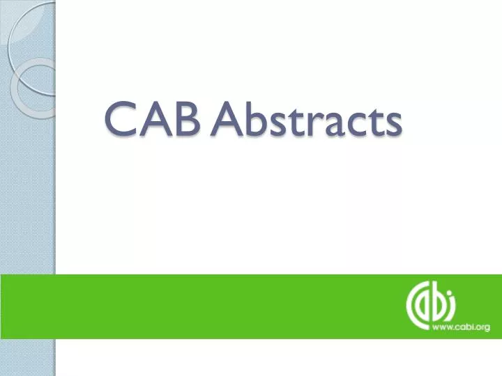 PPT - CAB Abstracts PowerPoint Presentation, free download - ID:2696178