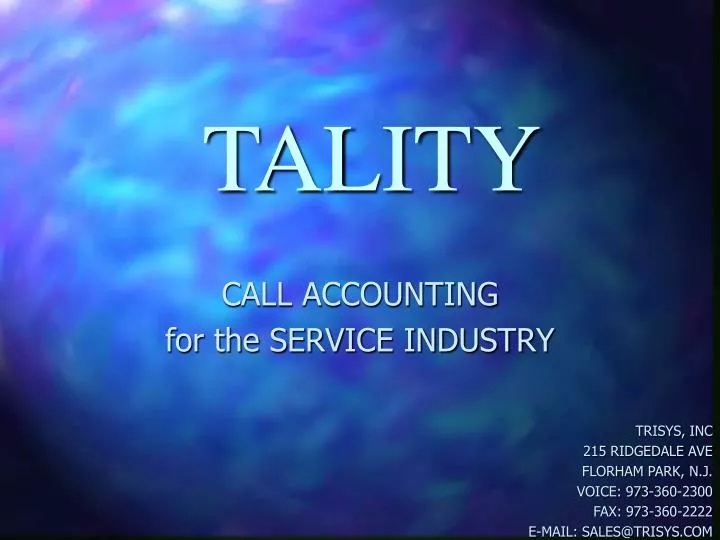 PPT - TALITY PowerPoint Presentation, free download - ID:2696225