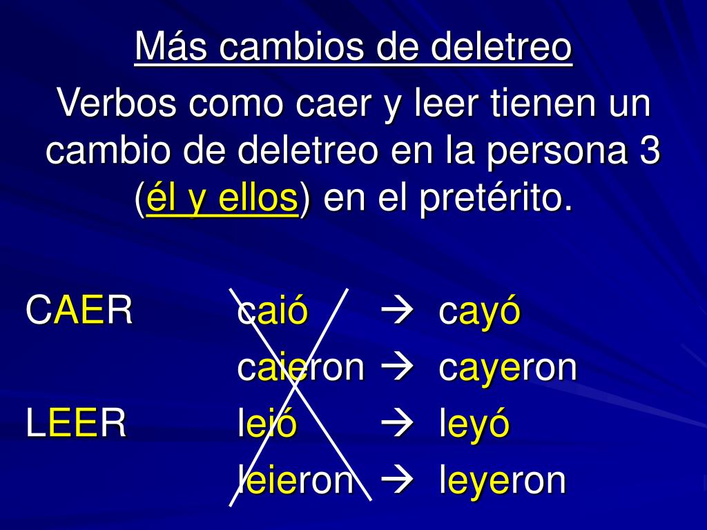 PPT - Verbos regulares en el pret érito: AR ER/IR Yo é í T ú aste iste ...