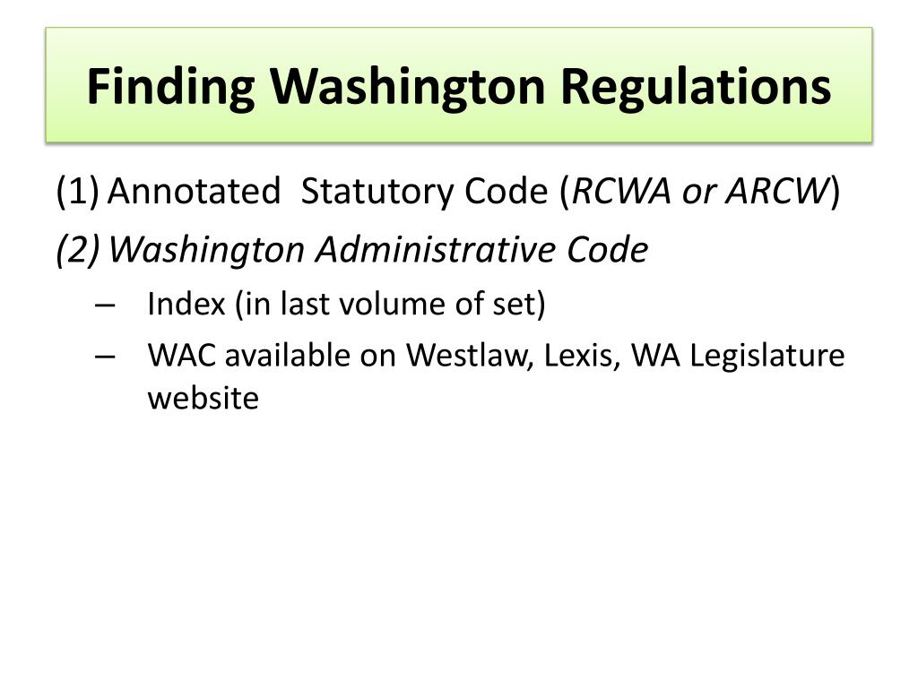 PPT - Administrative Law Research (Federal and Washington State ...