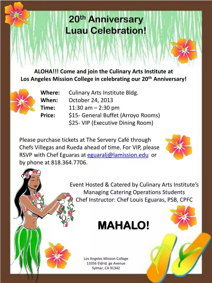 PPT - 20 th Anniversary Luau Celebration! PowerPoint Presentation, free ...
