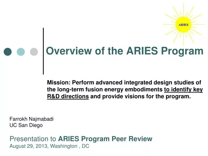 PPT - Overview of the ARIES Program PowerPoint Presentation, free ...