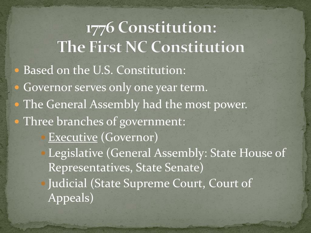 PPT - History of North Carolina’s Constitution Linsey/Patton 4 th Grade ...
