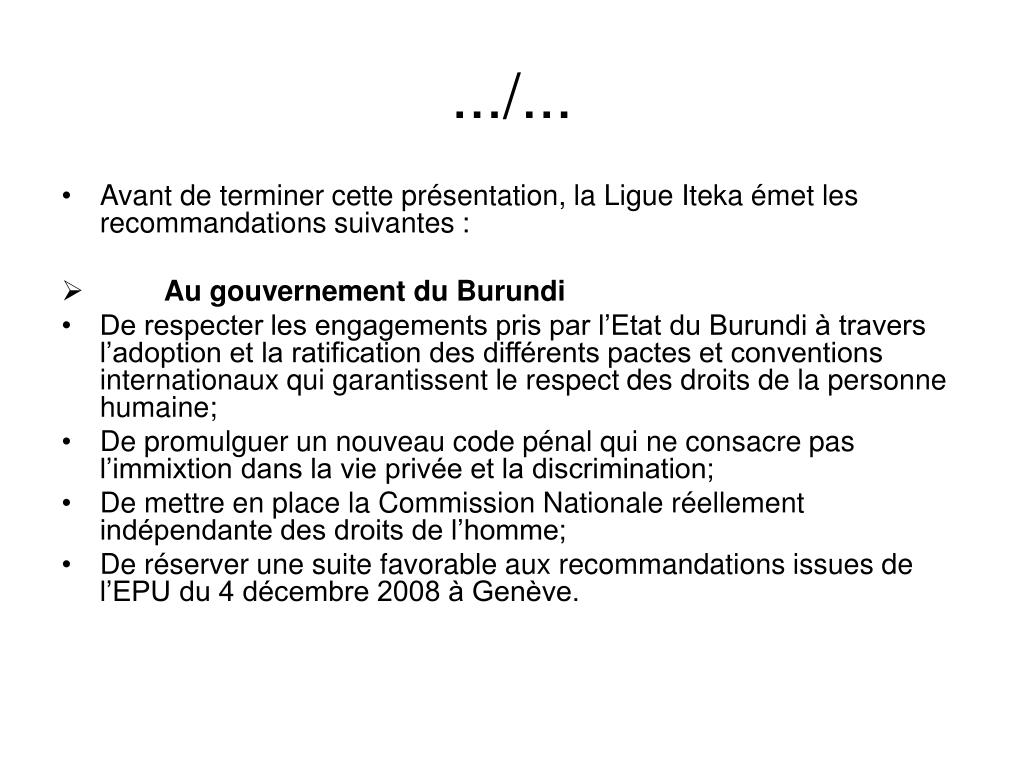 PPT - LIGUE BURUNDAISE DES DROITS DE L’HOMME « ITEKA » PowerPoint ...