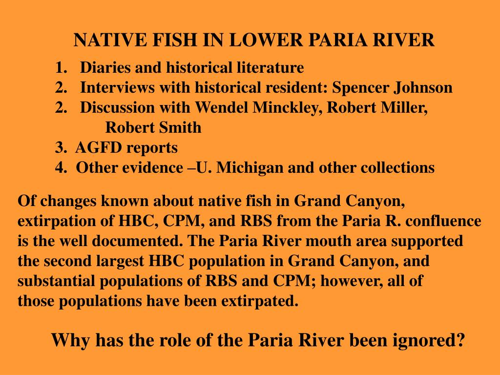 PPT - NATIVE FISH AND FISH HABITATS IN GLEN AND GRAND CANYONS: THE ROLE ...