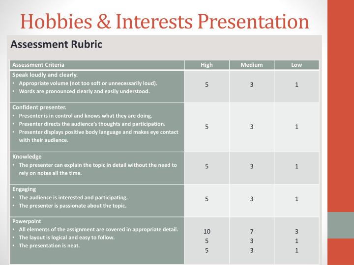 PPT - Hobbies Interest Assignment : PowerPoint Presentation - ID:2703094