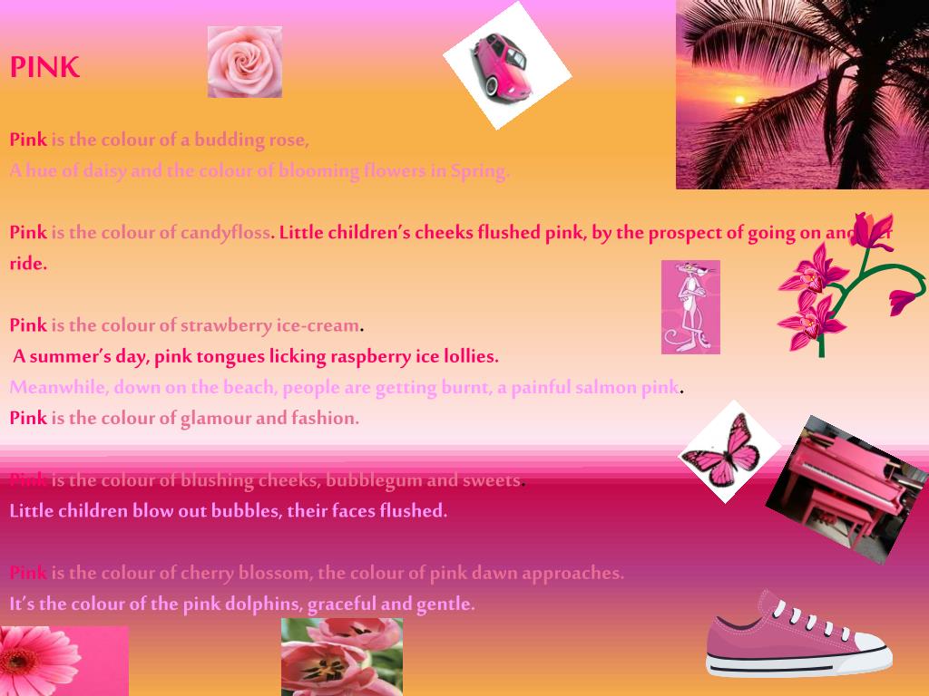 PPT - PINK Pink is the colour of a budding rose, PowerPoint ...