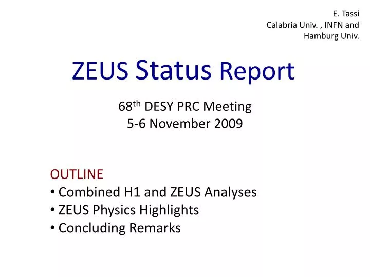 PPT - ZEUS Status Report PowerPoint Presentation, free download - ID ...