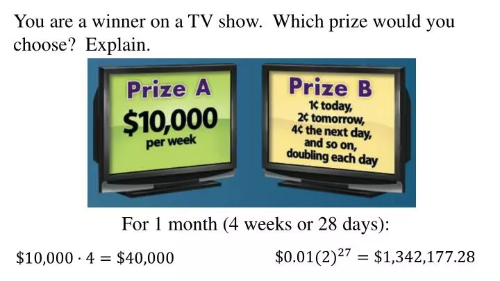 PPT - You are a winner on a TV show. Which prize would you choose ...