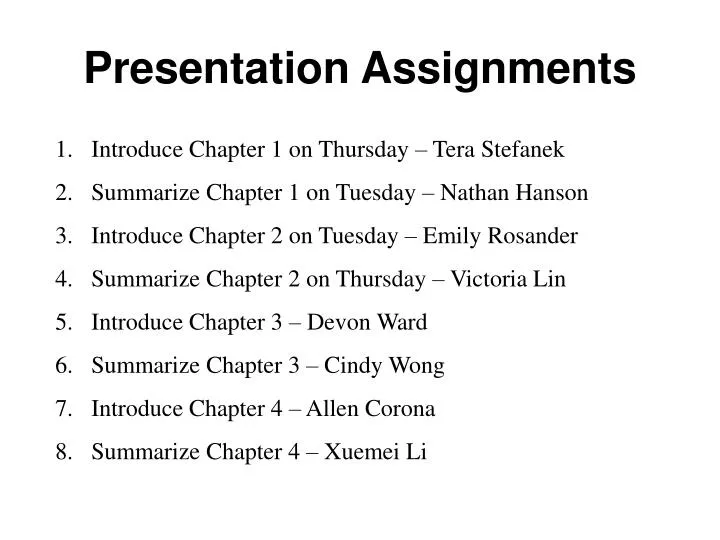 PPT - Presentation Assignments PowerPoint Presentation, free download ...