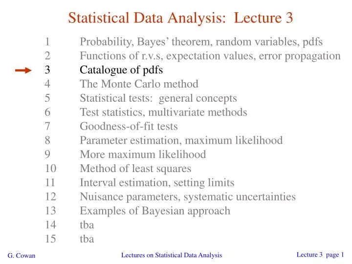 PPT - Statistical Data Analysis: Lecture 3 PowerPoint Presentation, free download - ID:2706386