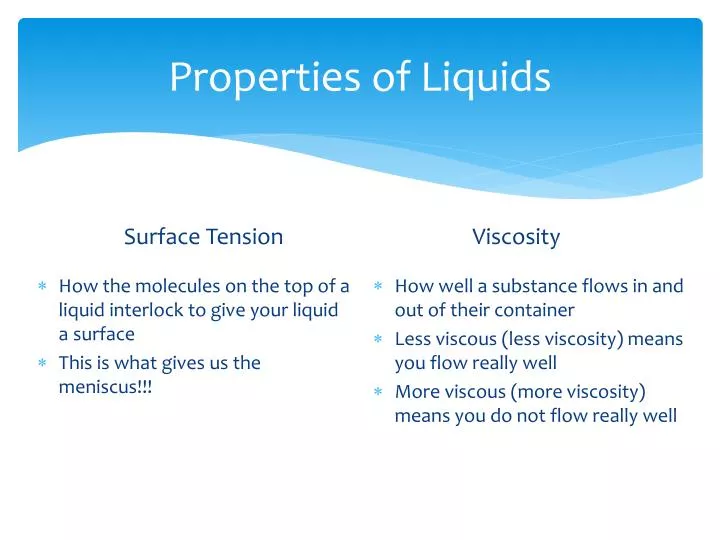 PPT - Properties of Liquids PowerPoint Presentation, free download - ID ...
