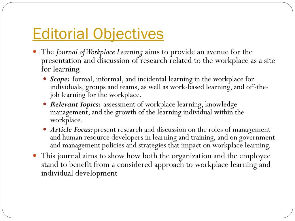 PPT - Journal of Workplace Learning Professional Journal Review ...