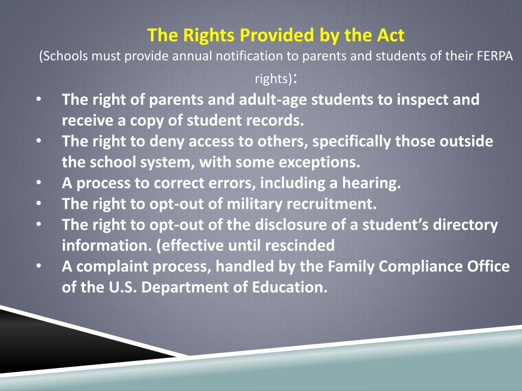 PPT - Family Educational Rights and Privacy Act PowerPoint Presentation ...