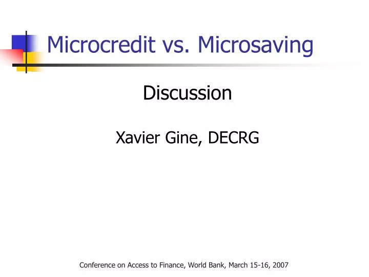 PPT - Microcredit vs. Microsaving PowerPoint Presentation, free ...