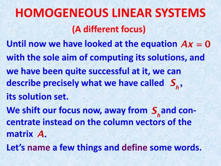 PPT - HOMOGENEOUS LINEAR SYSTEMS PowerPoint Presentation, free download ...