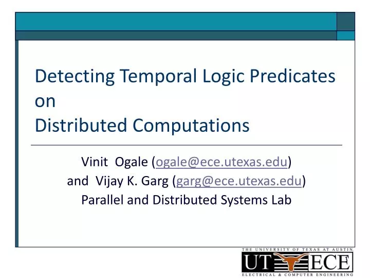 Ppt Detecting Temporal Logic Predicates On Distributed Computations Powerpoint Presentation