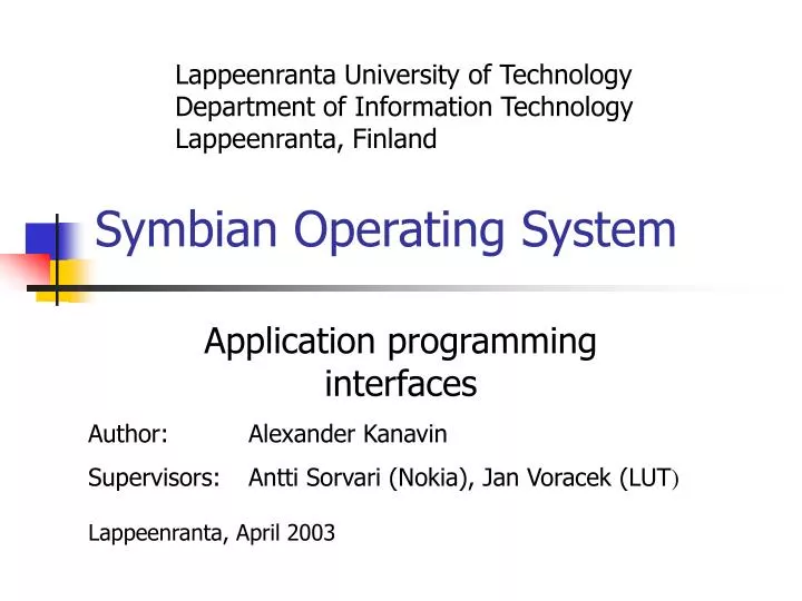 PPT - Symbian Operating System PowerPoint Presentation, free download ...