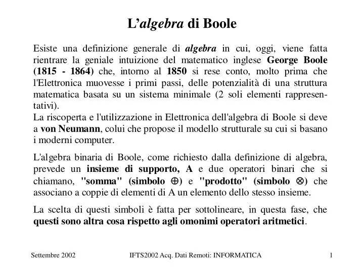 PPT - L’ algebra di Boole PowerPoint Presentation, free download - ID ...