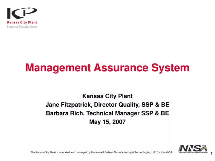 PPT - Management Assurance System PowerPoint Presentation, free ...