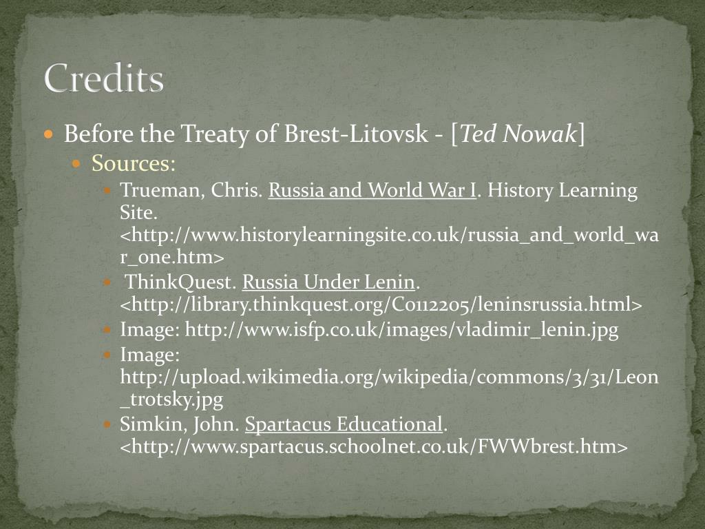 PPT - The Treaty of Brest-Litovsk PowerPoint Presentation, free ...