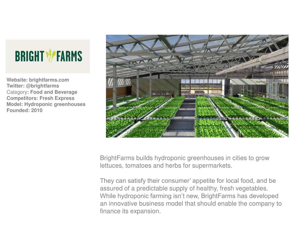 PPT - Website: brightfarms Twitter: @brightfarms Category : Food and ...