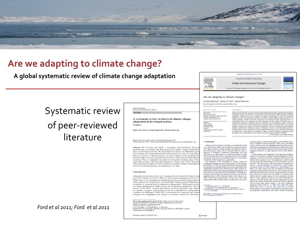 PPT - Dr James D. Ford, Dr Lea Berrang -Ford, Alexandra Lesnikowski ...