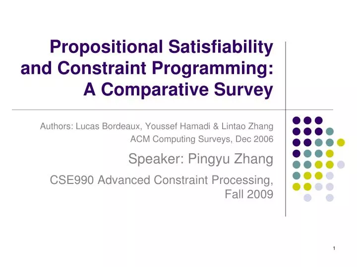 Ppt Propositional Satisfiability And Constraint Programming A Comparative Survey Powerpoint