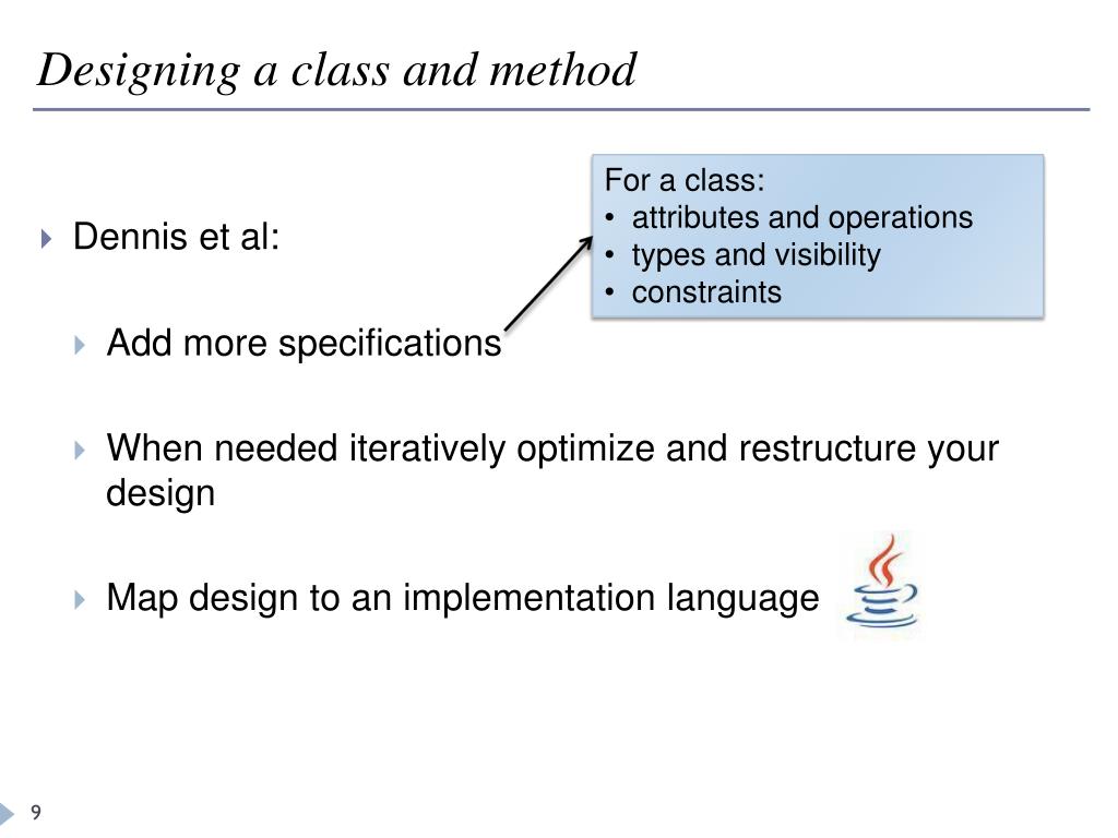 PPT - Class and Method Design: Bridging Theory and Implementation in ...
