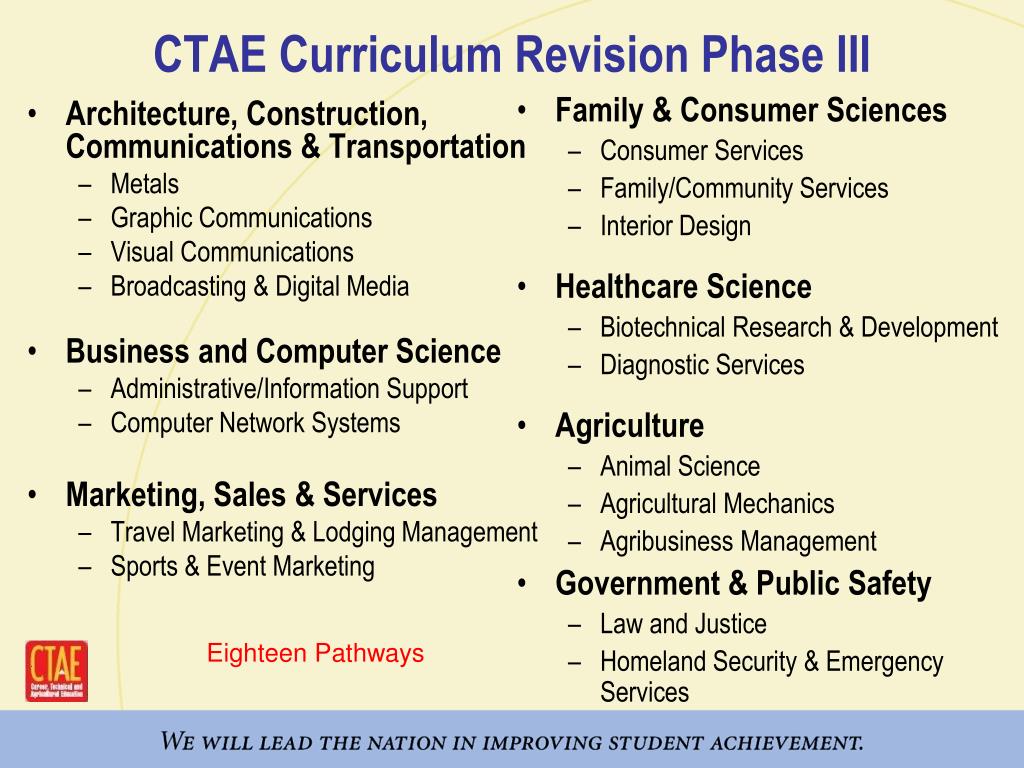 PPT - Career, Technical & Agricultural Education Curriculum/Career ...